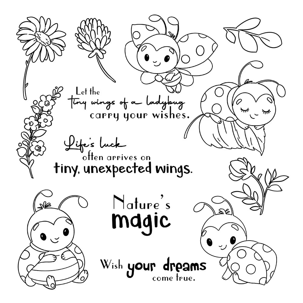 Cute Ladybug Transparent Stamps, Dies, Stamp and Die Set (please order ...
