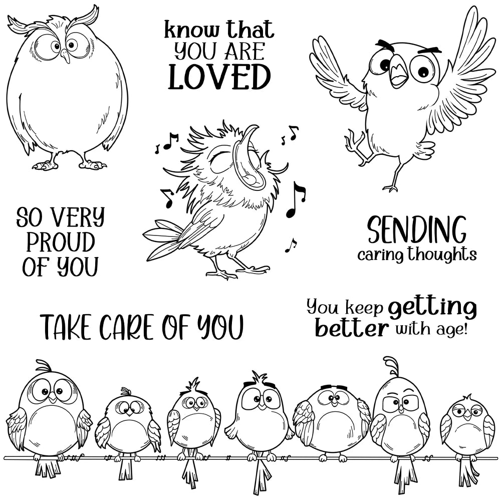Hilarious Owls Having Fun Transparent Stamps, Stamp and Die Set (please ...