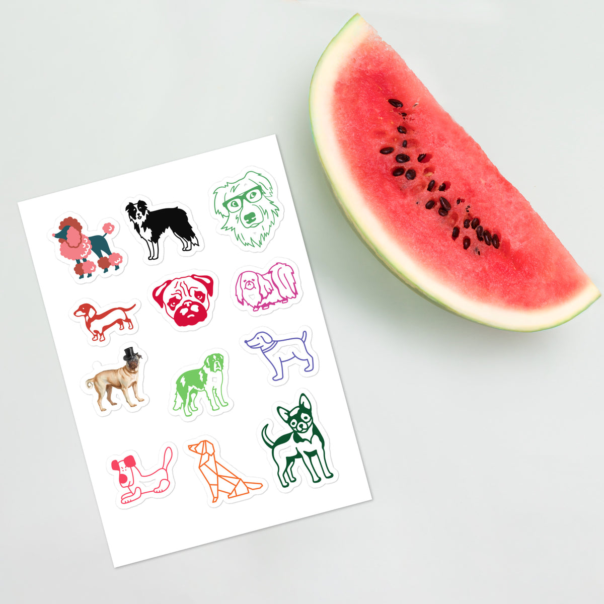 Adorable Doggies Designer Decorative Sticker Sheet, 12 Stickers, 5.83 ...